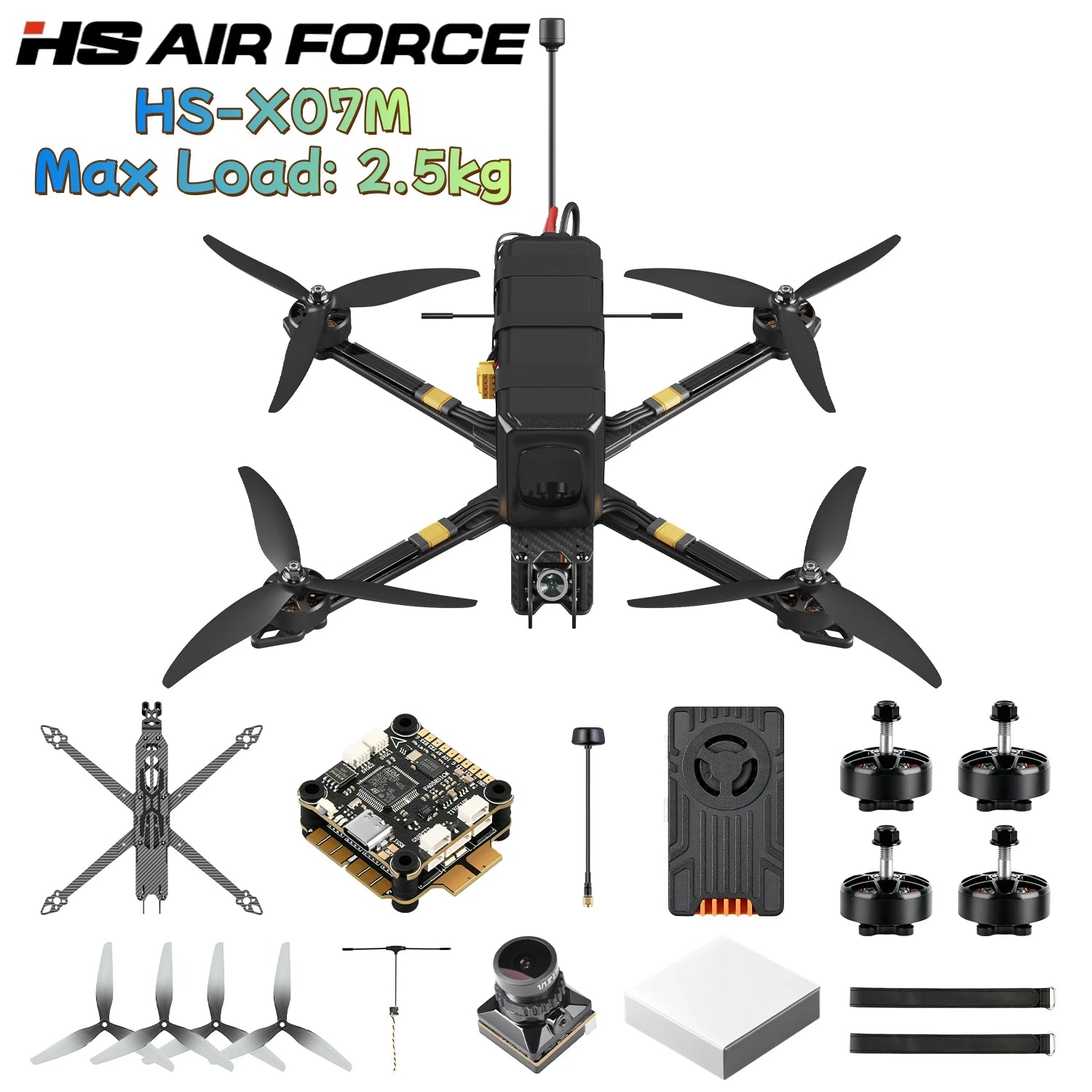 HS Airforce 7 Inch FPV Drone 2.5kg Payload ELRS 10km+ 150km/h Carbon F ...